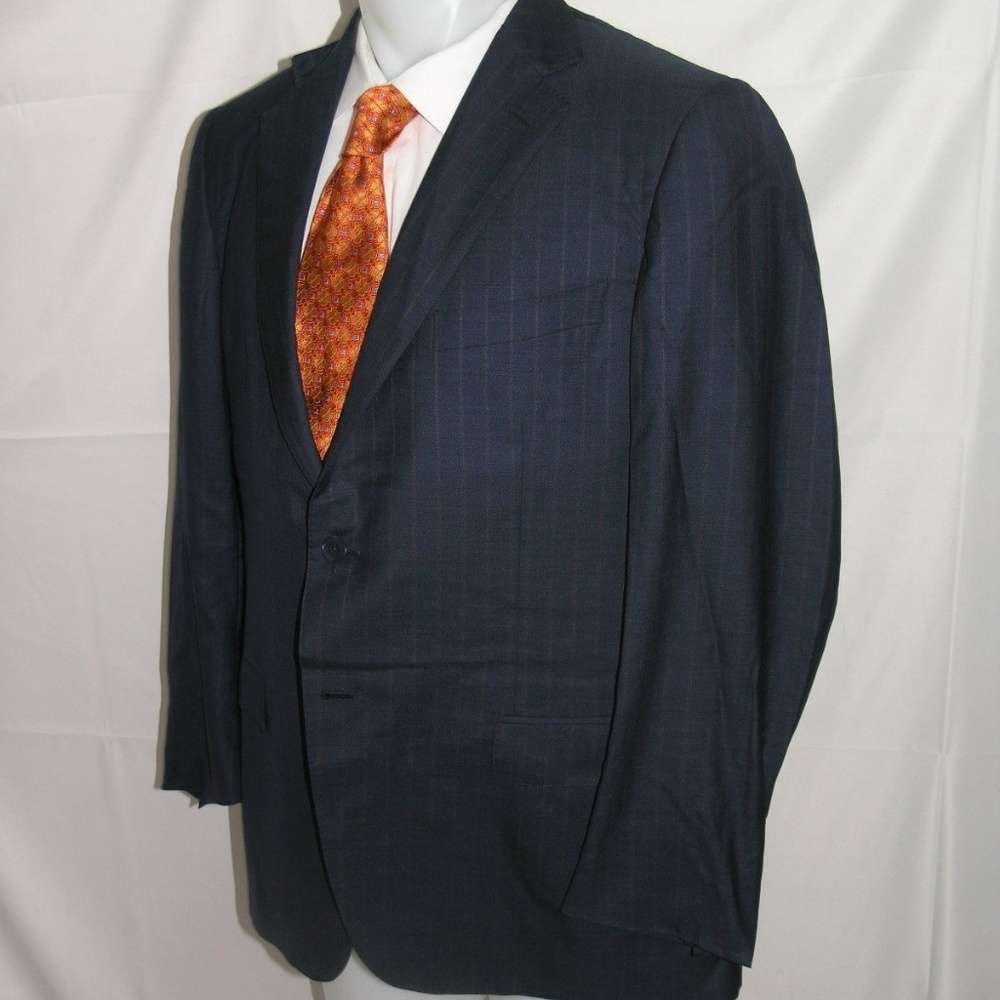 Ermenegildo Zegna Trofeo 600 Roma Fit Blue Striped Tw… - Gem